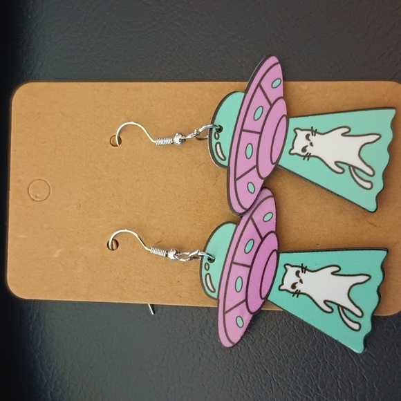 Jewelry | New Ufo Cat Abduction Dangle Earrings Acrylic | Poshmark